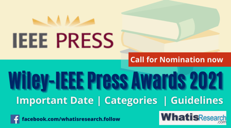Wiley-IEEE Press Awards 2021 nomination open - WhatisResearch