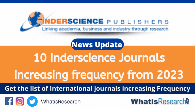 10 Inderscience Journals increasing frequency from 2023 - WhatisResearch